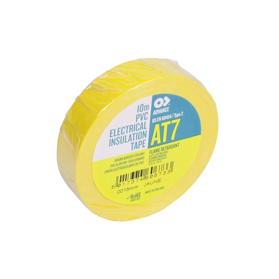 Advance Tapes AT7 Electrical Tape PPVC Flame Retardant Yellow 19mm x 20m